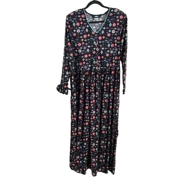 Roper | Dresses | Vintage Roper Southwestern Print Maxi Long Sleeve ...